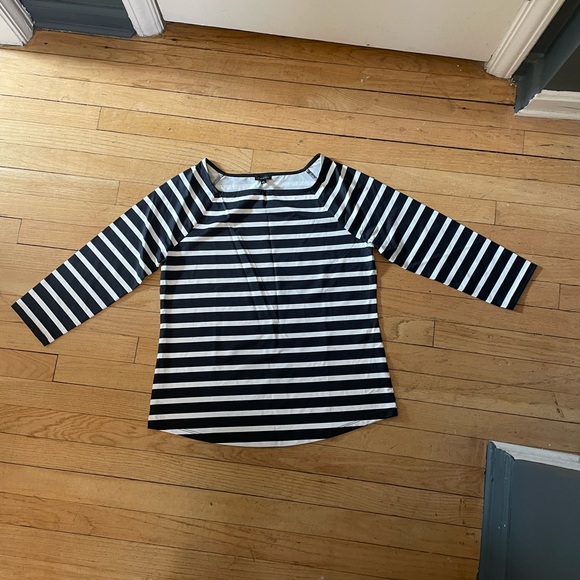 Talbots | Tops | Talbots Black And White Striped 34 Sleeve Top | Poshmark